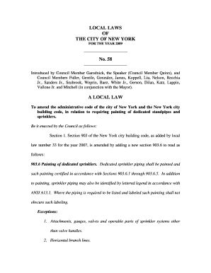 Local Law 58 Of 2009 - NYCgov - Fill and Sign Printable Template Online