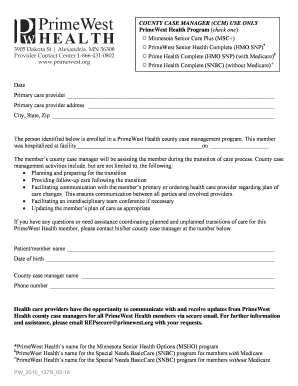 Fillable Online primewest Notification of Transition for ...