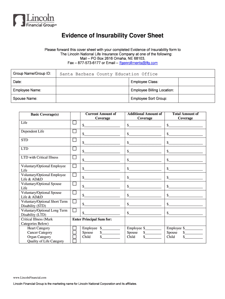 Fillable Online sbceo Evidence of Insurability Cover Sheet - sbceoorg ...