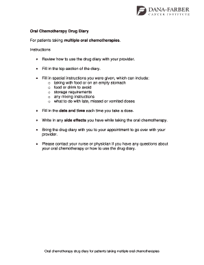 Fillable Online dana-farber Oral Chemotherapy Drug Diary - dana-farber ...