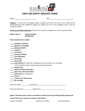 Fillable Online FIRST AID SUPPLY REQUEST FORM - esc7net Fax Email Print ...