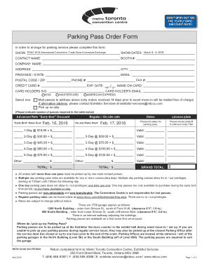 Fillable Online Parking Pass Order Form - pdacca Fax Email Print ...