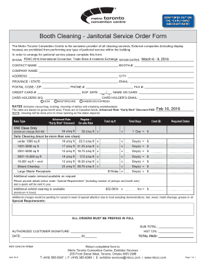 Fillable Online Booth Cleaning - Janitorial Service Order Form Fax Email Print - pdfFiller