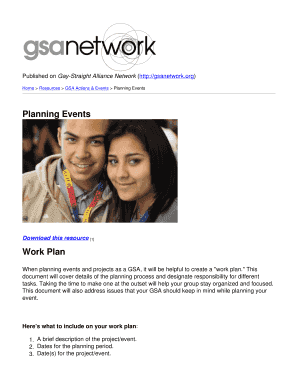 Fillable Online gsanetwork Work Plan - GSA Network Fax Email Print ...
