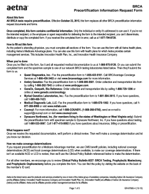 Fillable Online BRCA precertification request form - GeneDx Fax Email ...