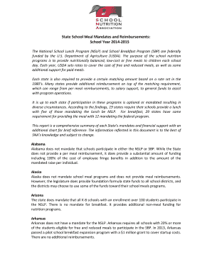 Fillable Online The National School Lunch Program (NSLP) and School ...