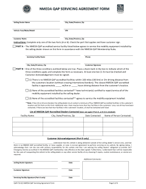 Fillable Online NMEDA QAP SERVICING AGREEMENT FORM Fax Email Print ...