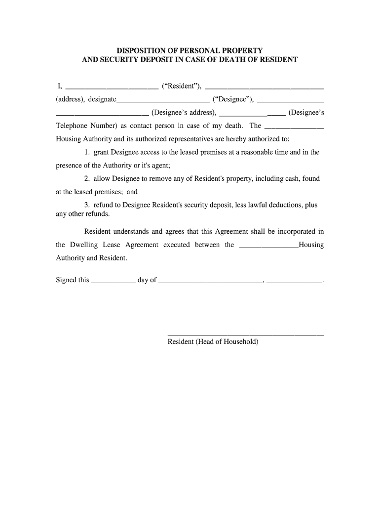 Fillable Online thehacc DISPOSITION OF PERSONAL PROPERTY - thehacc Fax ...