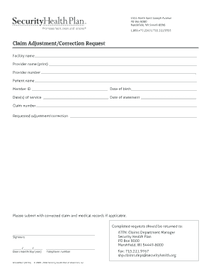 Fillable Online securityhealth Security Health Plan BadgerCare Plus Program Claims Fax Email ...