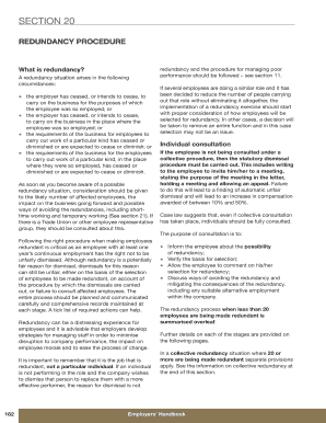 Fillable Online SECTION 20 REDUNDANCY PROCEDURE What is redundancy Fax ...