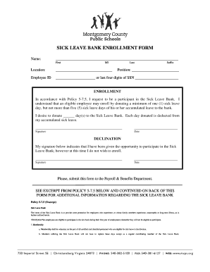 Fillable Online mcps SICK LEAVE BANK ENROLLMENT FORM - MCPS Fax Email ...