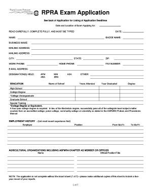 Fillable Online portal asfmra RPRA Exam Application - portal asfmra Fax ...