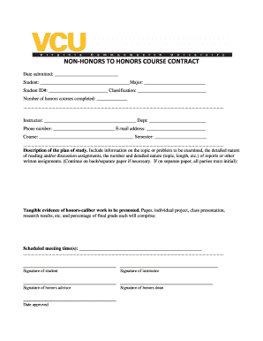 Fillable Online NON HONORS TO HONORS COURSE CONTRACT Fax Email Print ...