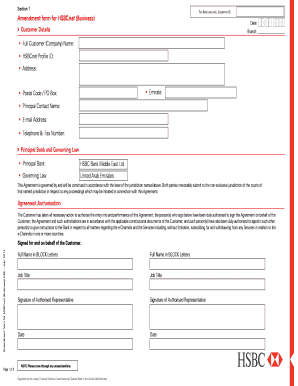 Fillable Online business hsbc Section 1 For Bank use only Customer ID ...