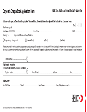 Fillable Online business hsbc Corporate Cheque Book Application Form ...