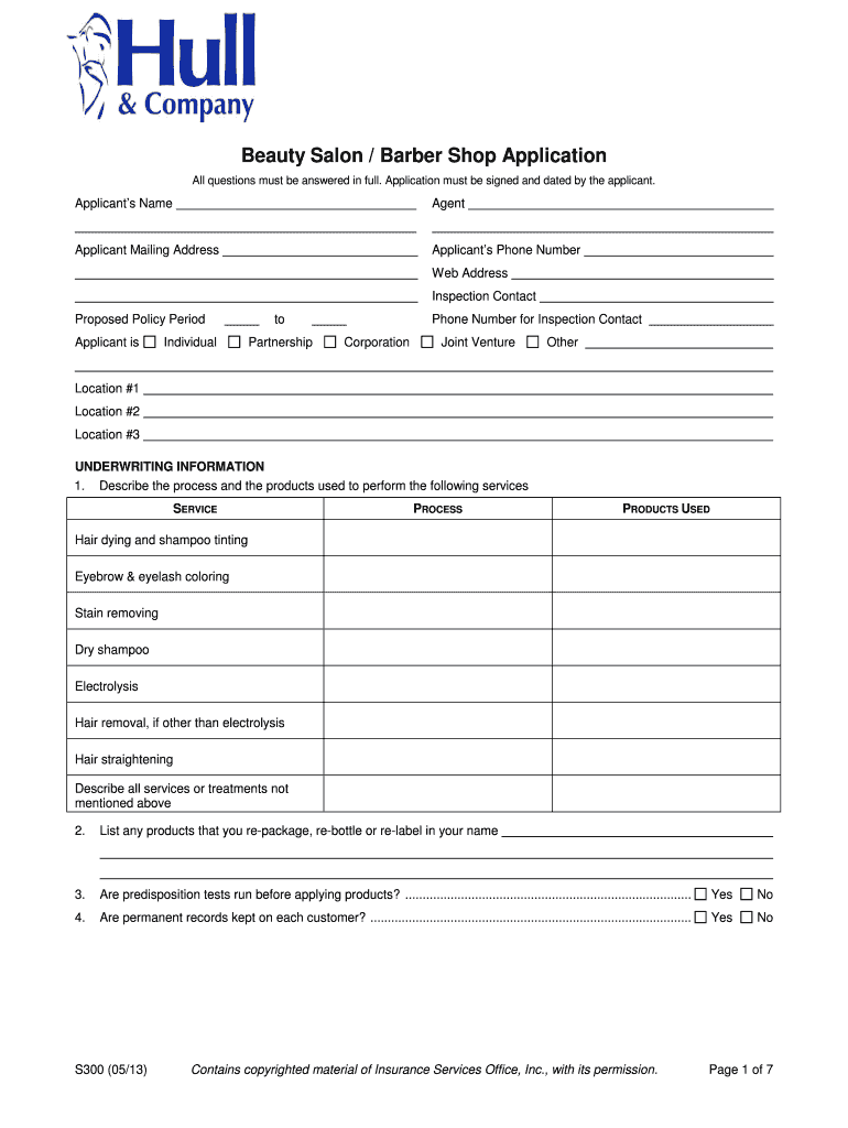 Fillable Online Beauty Salon Barber Shop Application Fax Email Print ...