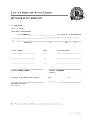 Fillable Online lisd LONGVIEW INDEPENDENT SCHOOL DISTRICT STATEMENT OF ...