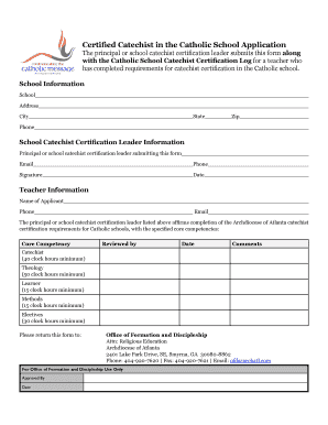 Fillable Online Certified Catechist in the Catholic School Application ...