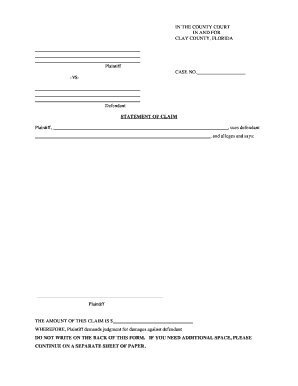 Fillable Online Statement of Claim - bclayclerkcomb Fax Email Print ...