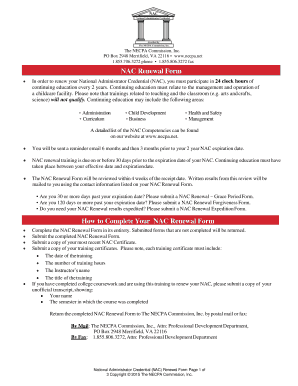 Fillable Online necpa NAC Renewal Form Fax Email Print - pdfFiller
