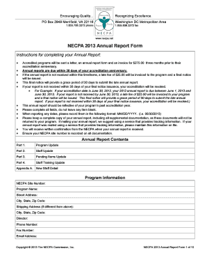 Fillable Online necpa Wwwnecpanet NECPA 2013 Annual Report Form Fax ...