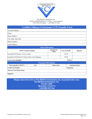 Fillable Online necpa Certified Childcare Professional CCP Expedite ...
