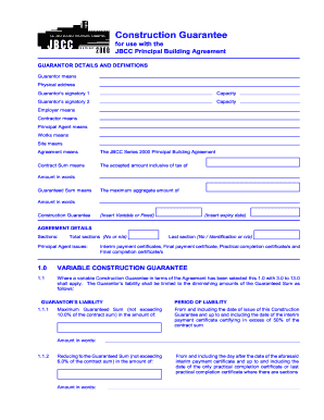 Fillable Online Construction Guarantee - Ferrer Hayim Fax Email Print ...