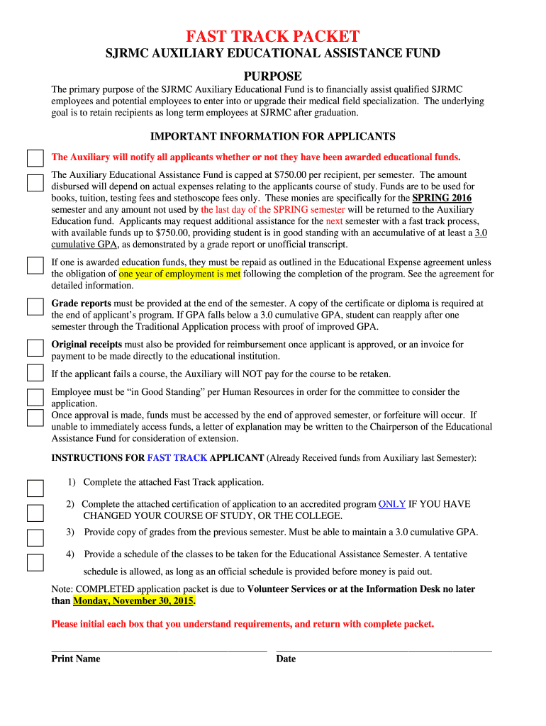 Fillable Online FAST TRACK PACKET Fax Email Print - pdfFiller