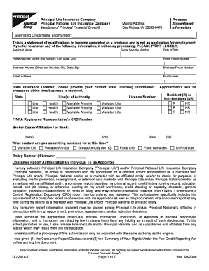 Fillable Online Principal Life Insurance Company Producer Principal ...