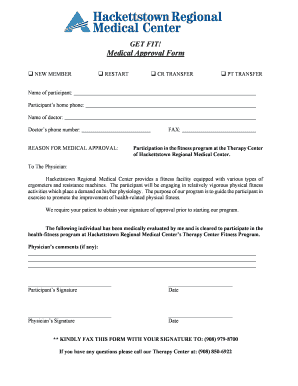Fillable Online hch Medical Approval Form - Hackettstown Regional ...