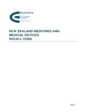 Fillable Online New zealand medicines and medical devices recall code ...