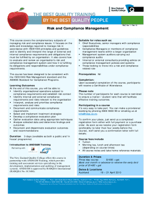 Fillable Online RampC Ver 1 Feb 10 Risk and Compliance Management Fax ...