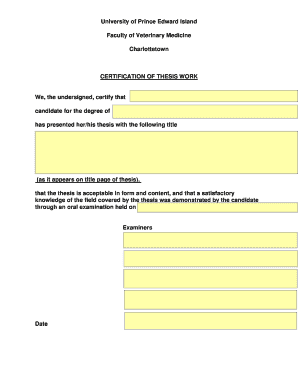 Fillable Online Certification of Thesis Work - University of Prince ...