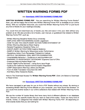 Fillable Online Written warning forms pdf - Your Happy Family Fax Email ...