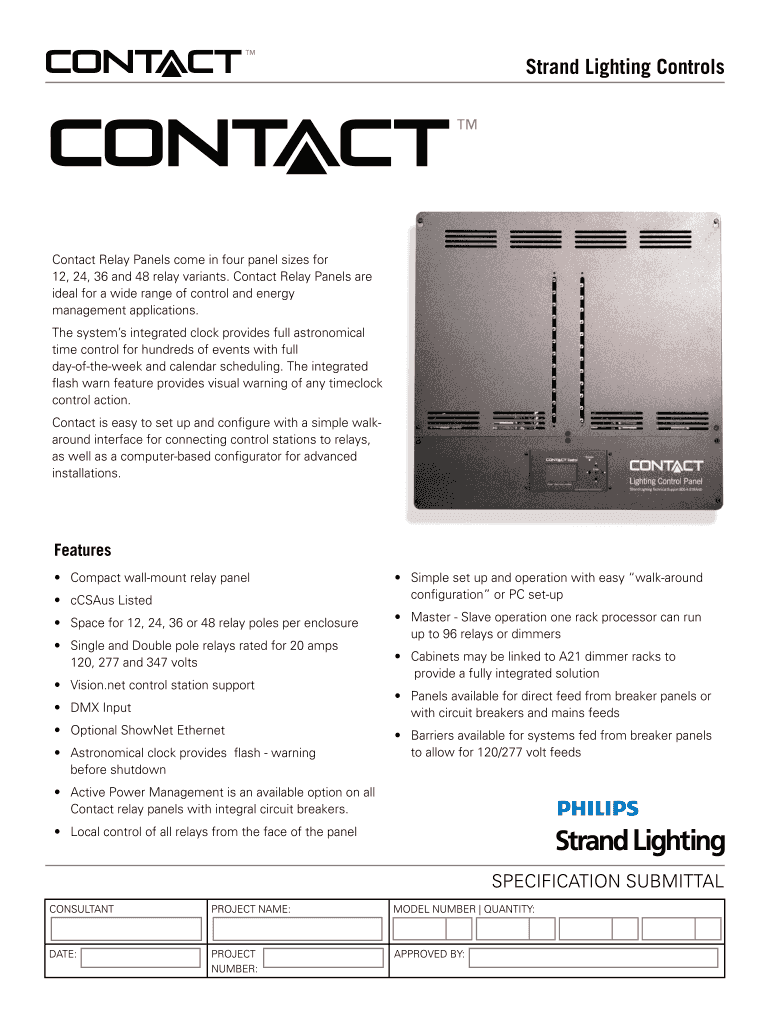 Fillable Online Strand Lighting Controls Fax Email Print - pdfFiller