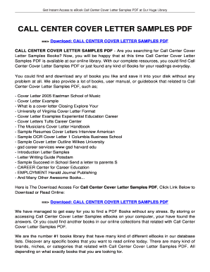 Fillable Online CALL CENTER COVER LETTER SAMPLES CALL CENTER COVER ...