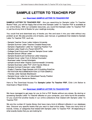 Fillable Online SAMPLE LETTER TO TEACHER SAMPLE LETTER TO TEACHER Fax ...