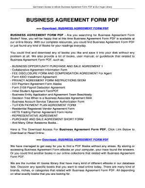 Fillable Online Business agreement form pdf - tolianbiz Home Fax Email ...