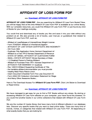Fillable Online Affidavit of loss form pdf - tolianbiz Home Fax Email ...