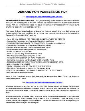 Fillable Online DEMAND FOR POSSESSION DEMAND FOR POSSESSION Fax Email ...