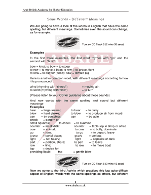 Fillable Online Same Words - Different Meanings Fax Email Print - pdfFiller