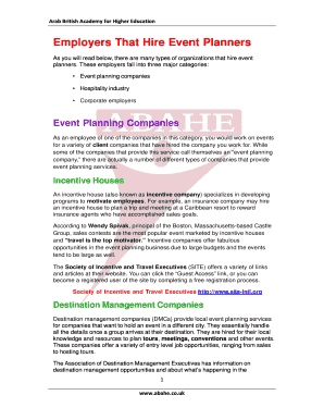 Fillable Online Employers That Hire Event Planners Fax Email Print ...