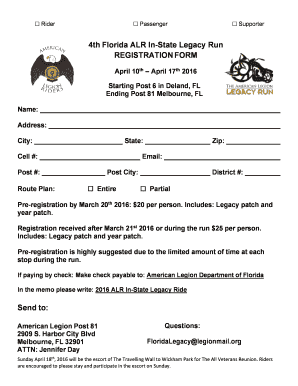 Fillable Online floridalegion 4th Florida ALR In-State Legacy Run ...