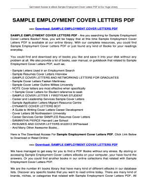 Fillable Online SAMPLE EMPLOYMENT COVER LETTERS SAMPLE EMPLOYMENT COVER ...
