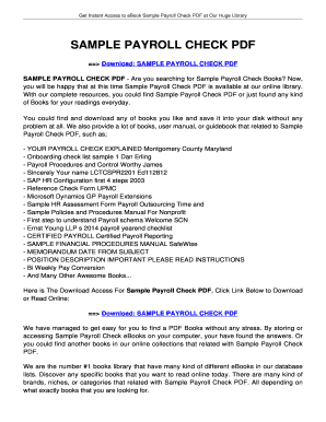 Fillable Online SAMPLE PAYROLL CHECK SAMPLE PAYROLL CHECK Fax Email ...