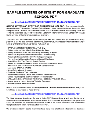 Fillable Online SAMPLE LETTERS OF INTENT FOR GRADUATE SCHOOL SAMPLE ...