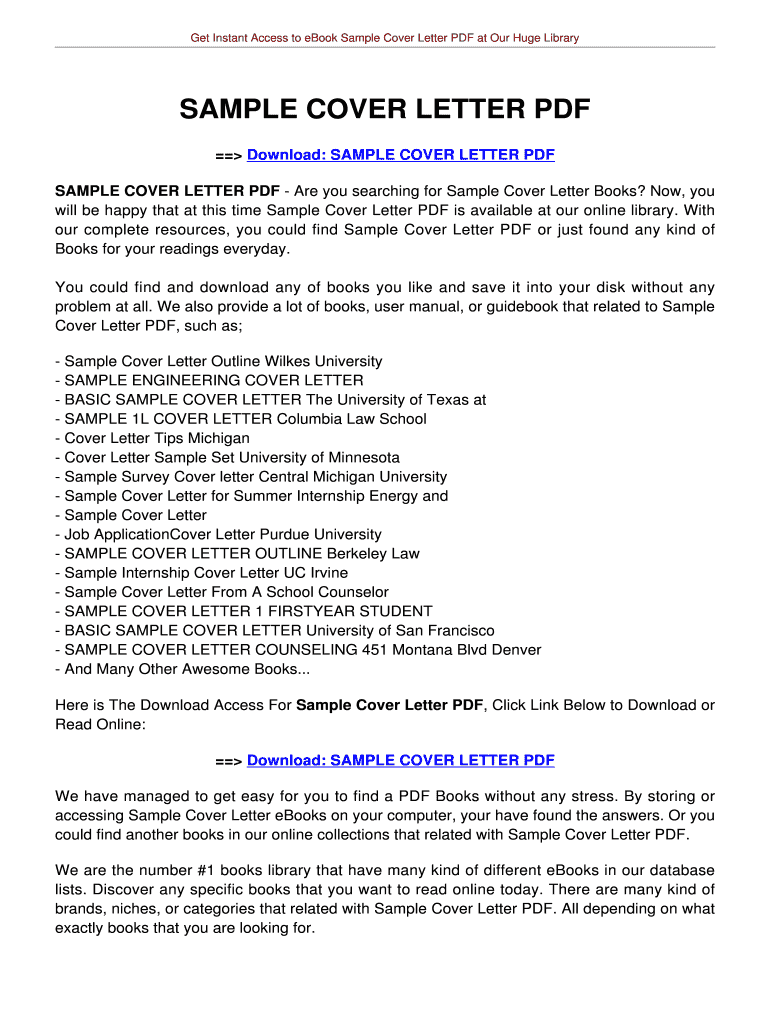 Fillable Online SAMPLE COVER LETTER. SAMPLE COVER LETTER Fax Email ...
