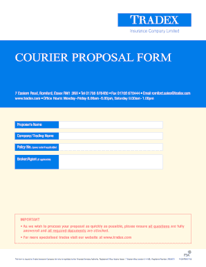 Fillable Online higos co COURIER PROPOSAL FORM - higoscouk Fax Email ...