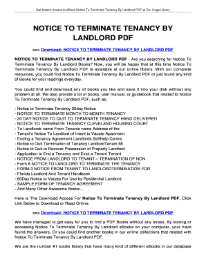 Fillable Online NOTICE TO TERMINATE TENANCY BY LANDLORD NOTICE TO ...