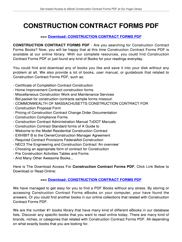 Fillable Online Construction contract forms pdf - Your Happy Family Fax ...